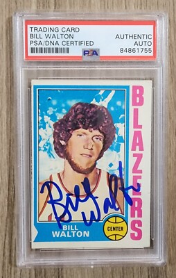 Bill Walton Signed 1974 Topps RC Card #39 Blazers NBA HOF Slabbed Auto ...