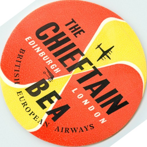 The Chieftain ~BRITISH EUROPEAN AIRWAYS BEA~ Airline Luggage Label ...