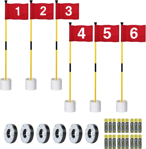 Mini Golf Flagstick with LED Hole Light, Practice Putting Green Flags ...