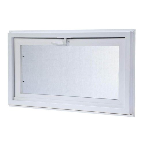 White Double-Pane Insulated Glass Hinged Vinyl Hopper Inswing Basement ...