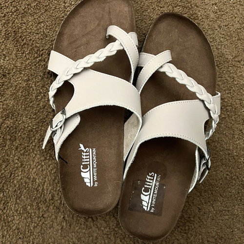 NEW CLIFFS BY WHITE MOUNTAIN WOMENS SLIP ON SANDALS LT. TAUPE BRAIDED ...