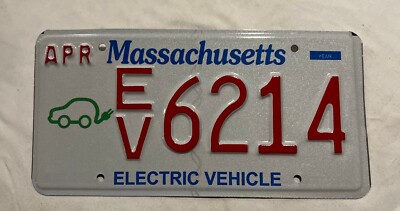 LICENSE PLATE MASSACHUSETTS ELECTRIC VEHICLE EV 6214 | eBay