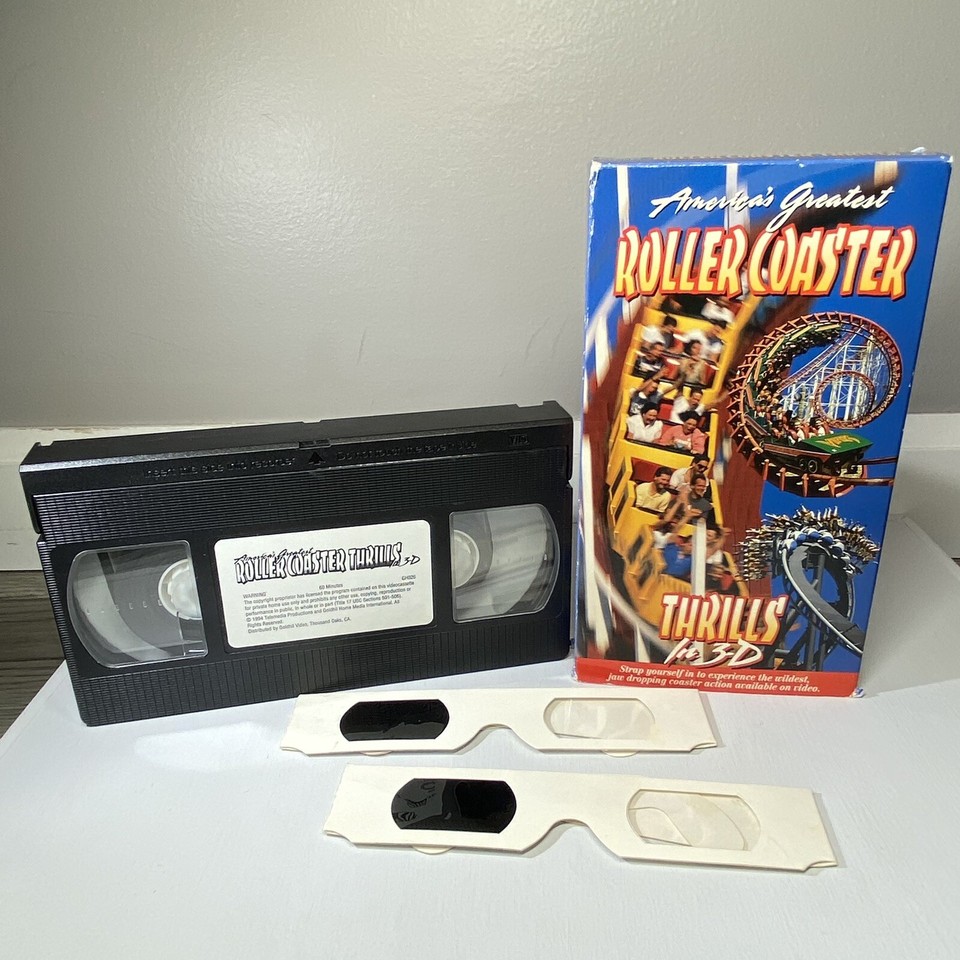 Americas Greatest Roller Coaster Thrills in 3D VHS Video Tape & 2 Pairs ...