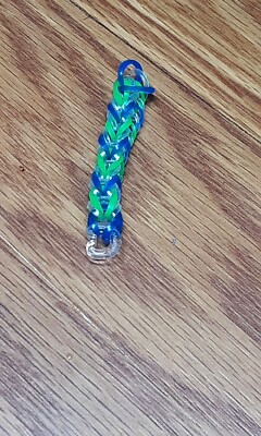 Blue, green and clear handmade rubber band keychain | eBay