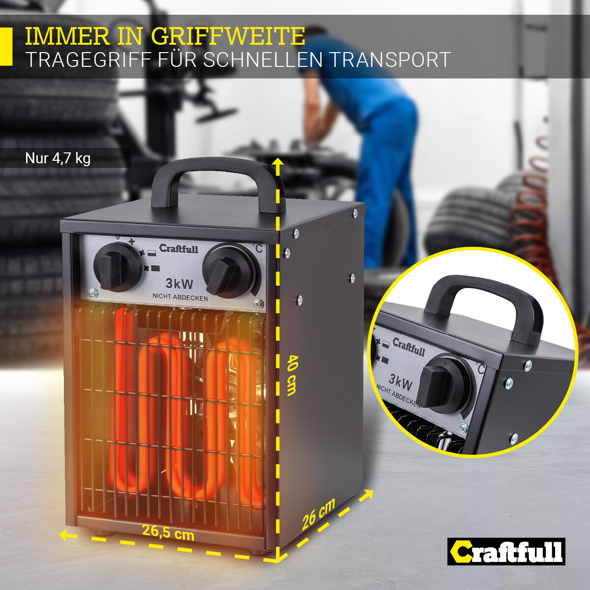 B-Ware Heizlüfter Heizstrahler Elektroheizer Elektro Heizung Heizgerät ...