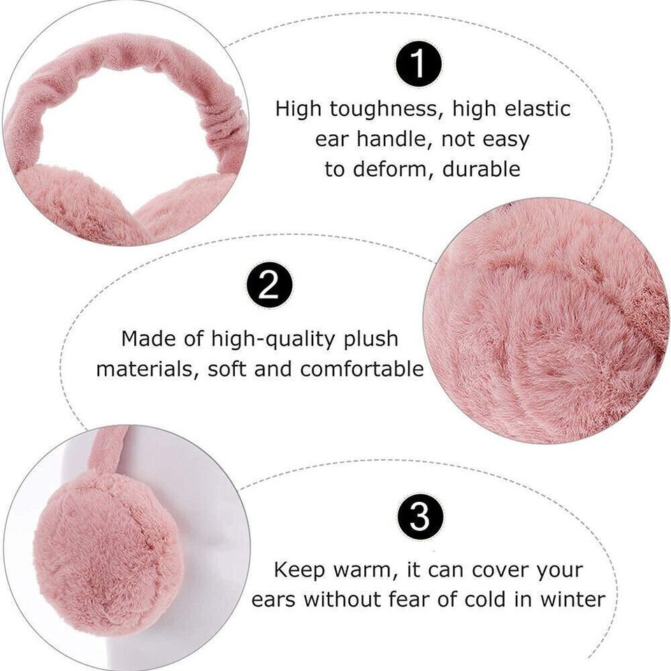 Women's Foldable Fluffy Ear Muffs Winter Warmer Cosy Super Soft Men ...
