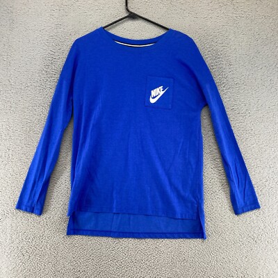 Nike Shirt Womens Small Long Sleeve Boyfriend Pocket Logo Massive ...
