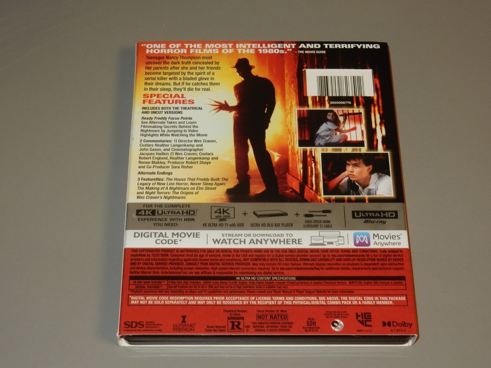 *A NIGHTMARE ON ELM STREET* CULT HORROR CLASSIC 4K ULTRA HD BLU-RAY W ...