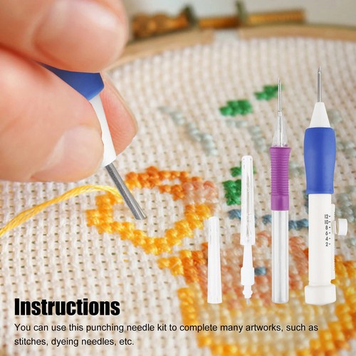 DIY Punch Needle Magic Embroidery Pen Set Stitching Thread Tool For ...