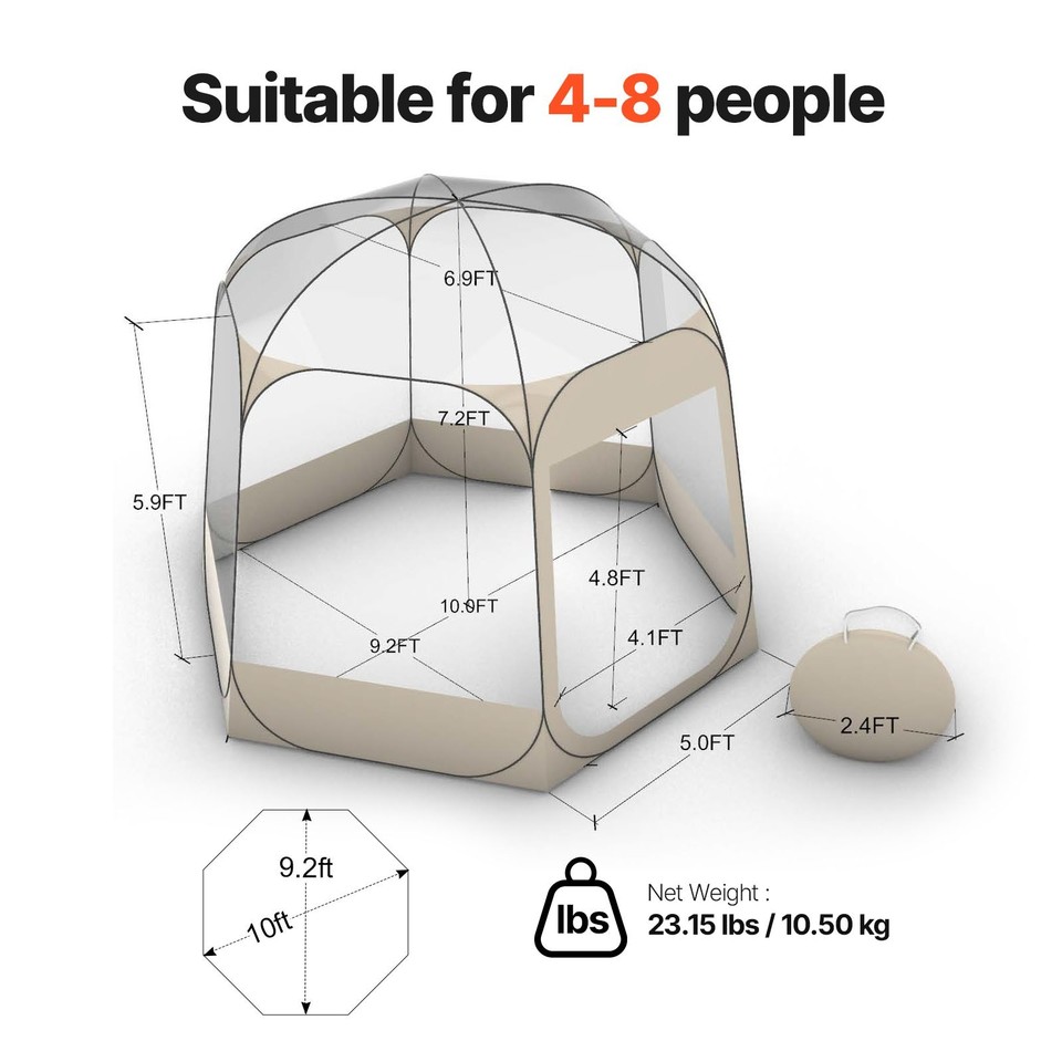 Pop Up Clear Bubble Sports Tent Weatherproof 10x9.2ft/11x10.2/12x11.1 ...