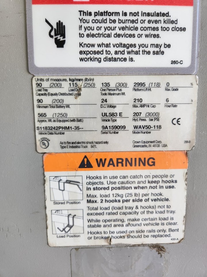 Crown WAV Work Assist Vehicle WAV50-118 Lift Order Picker | eBay