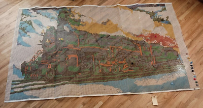 Shillcraft Readicut Vintage Latch Hook Rug Kit Steam Locomotive 45" x ...