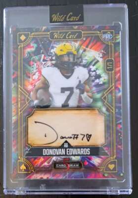DONOVAN EDWARDS RC AUTO 1/1 2024 Wild Card 5 Card Draw Autograph One o ...
