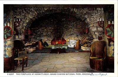 The Fireplace at Hermit's Rest Grand Canyon National Park Postcard | eBay