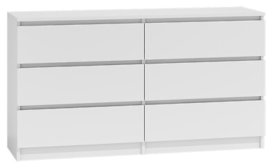 MODERN - White Large Chest Of Drawers 6 Large and Wide 138 cm - Matt ...