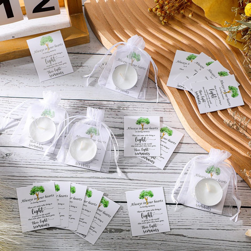 50 Set Funeral Party Favors Memorial White Candles Unscented Funeral ...