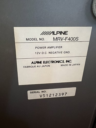 Alpine MRV-F400S 400 Watt RMS Car Audio Power Amp; Near MINT, Made in ...