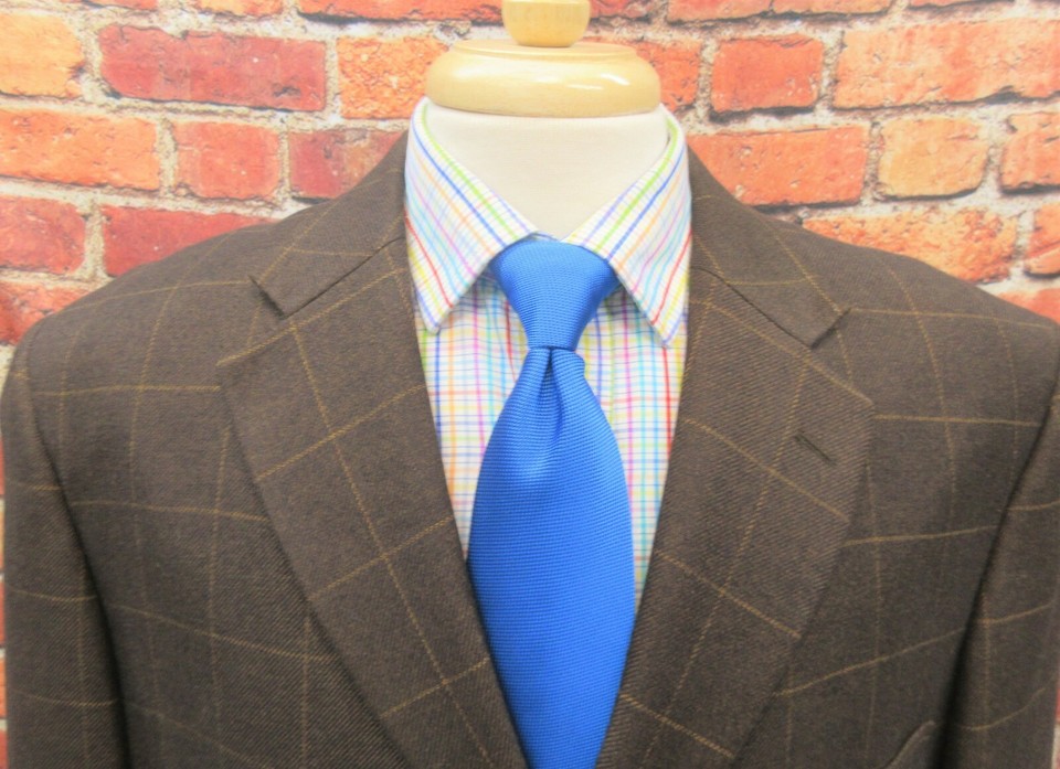 44 LONG- MAZZONI BROWN WINDOW PANE SPORT COAT 3 BUTTON | eBay