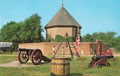 Postcard VA Williamsburg Virginia Powder Magazine Canons Covered Wagon ...