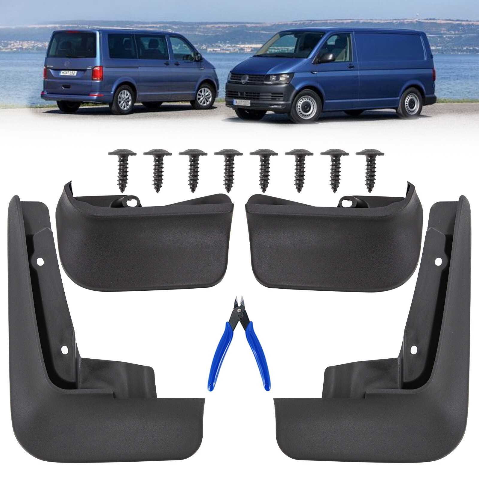 FOR VW TRANSPORTER T6 T6.1 TAILGATE FRONT+REAR MUD FLAPS Set-Gift ...