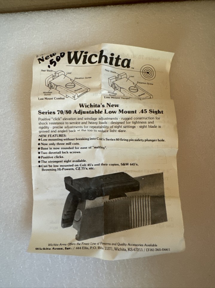 Wichita Adjustable Rear Sight Low Mount 1911 | eBay