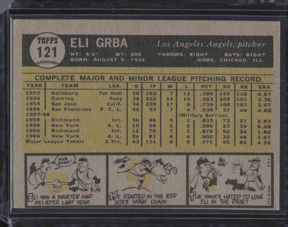 1961 Topps Baseball #121 Eli Grba - Los Angeles Angels | eBay