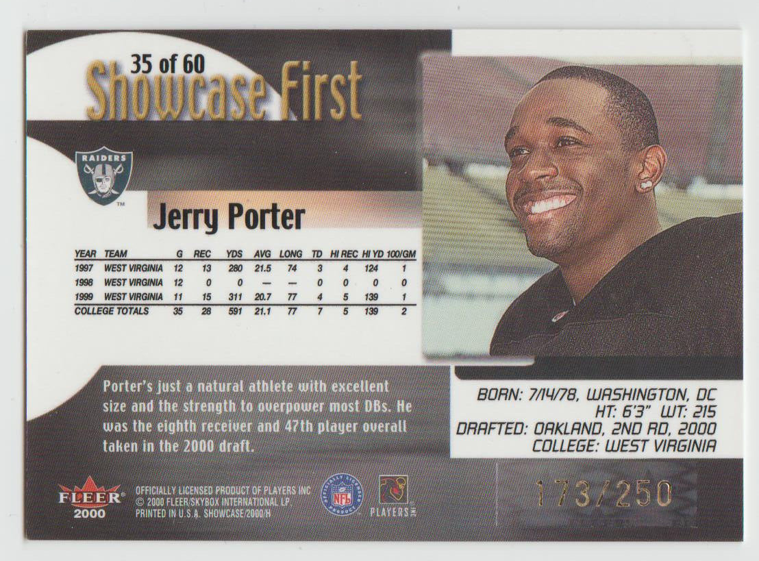 2000 Fleer Showcase - Showcase First #35 Jerry Porter /250 (RC) for ...