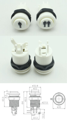 Arcade Game Start Button 1p 2p HAPP Style Player Push Button With ...