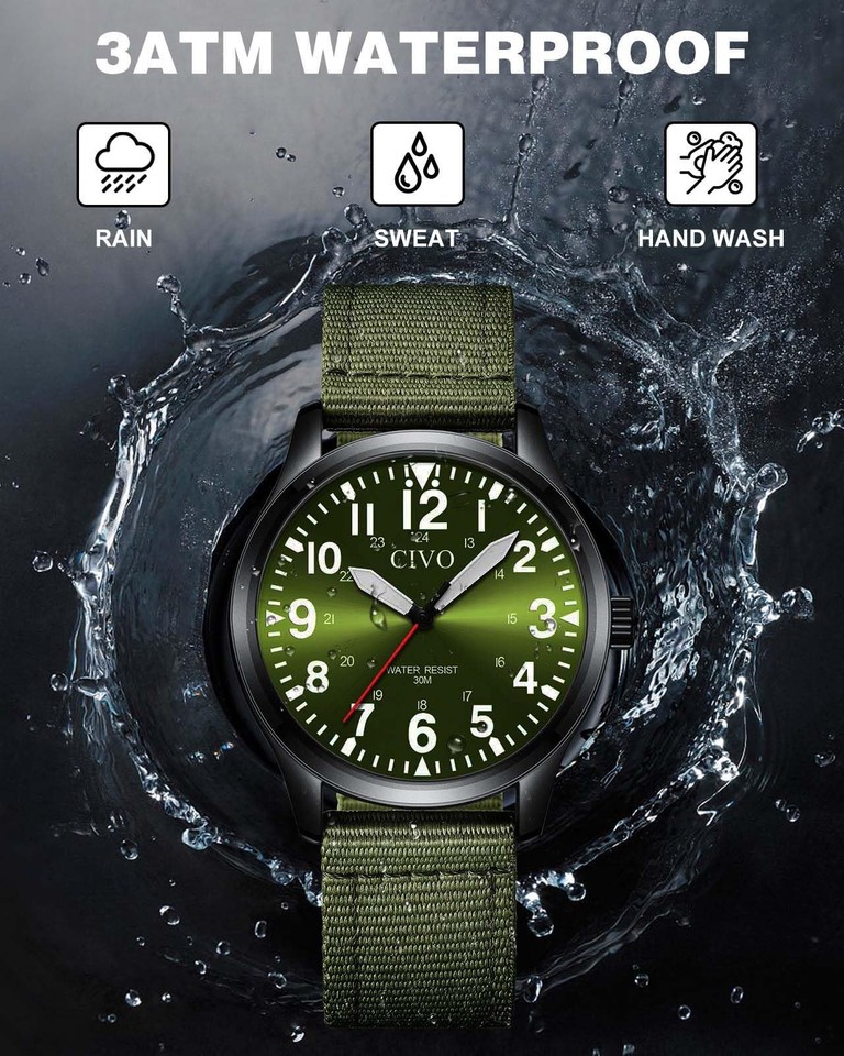 Military Watch for Men Waterproof Analog Mens Watches Classic- Field ...
