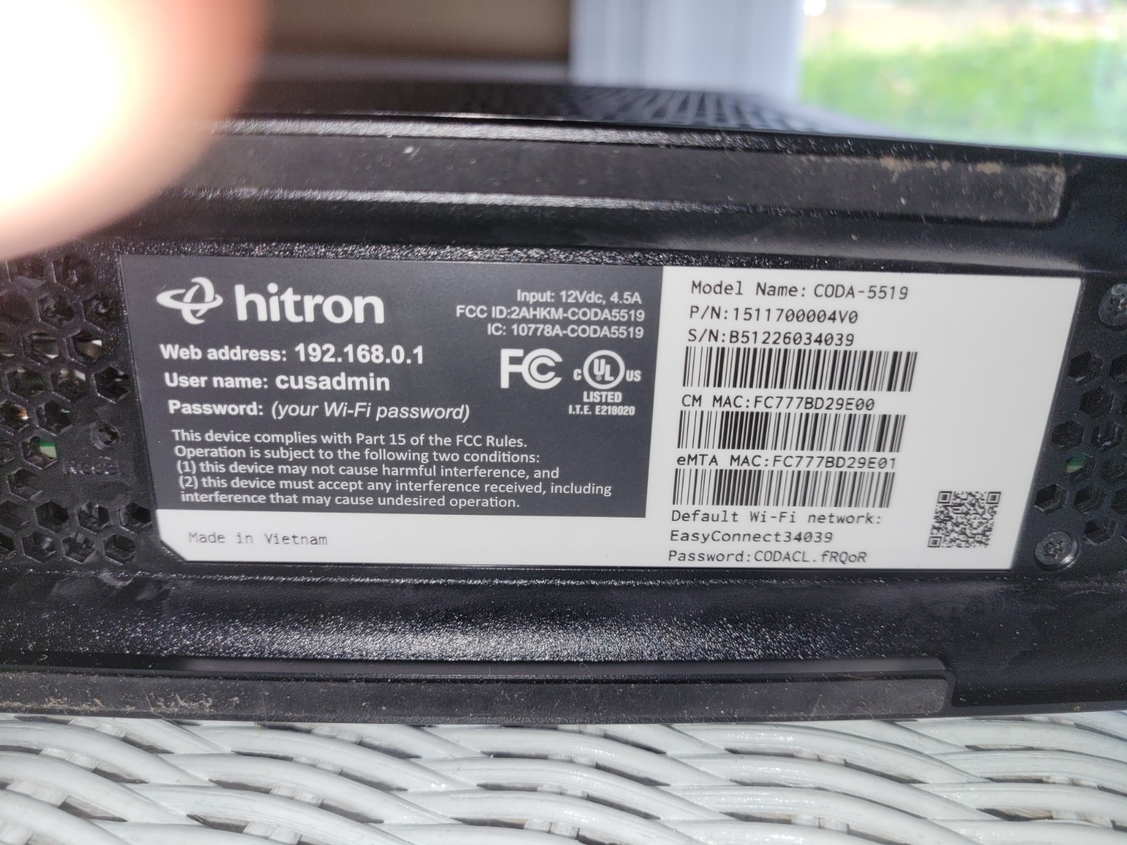 Hitron Coda56 2.5 Gbps Docsis 3.1 Modem Pairs W/wifi Router Ethernet ...