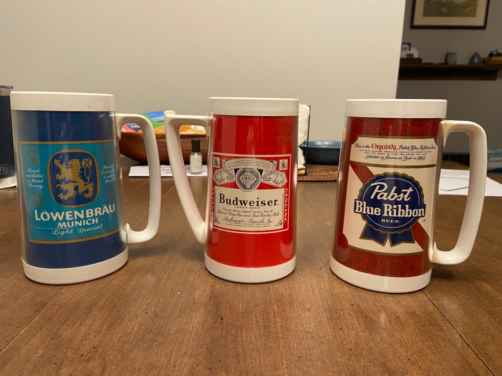 Set of 3 Vintage Thermo-Serv Steins - Pabst Blue Ribbon, Budweiser ...