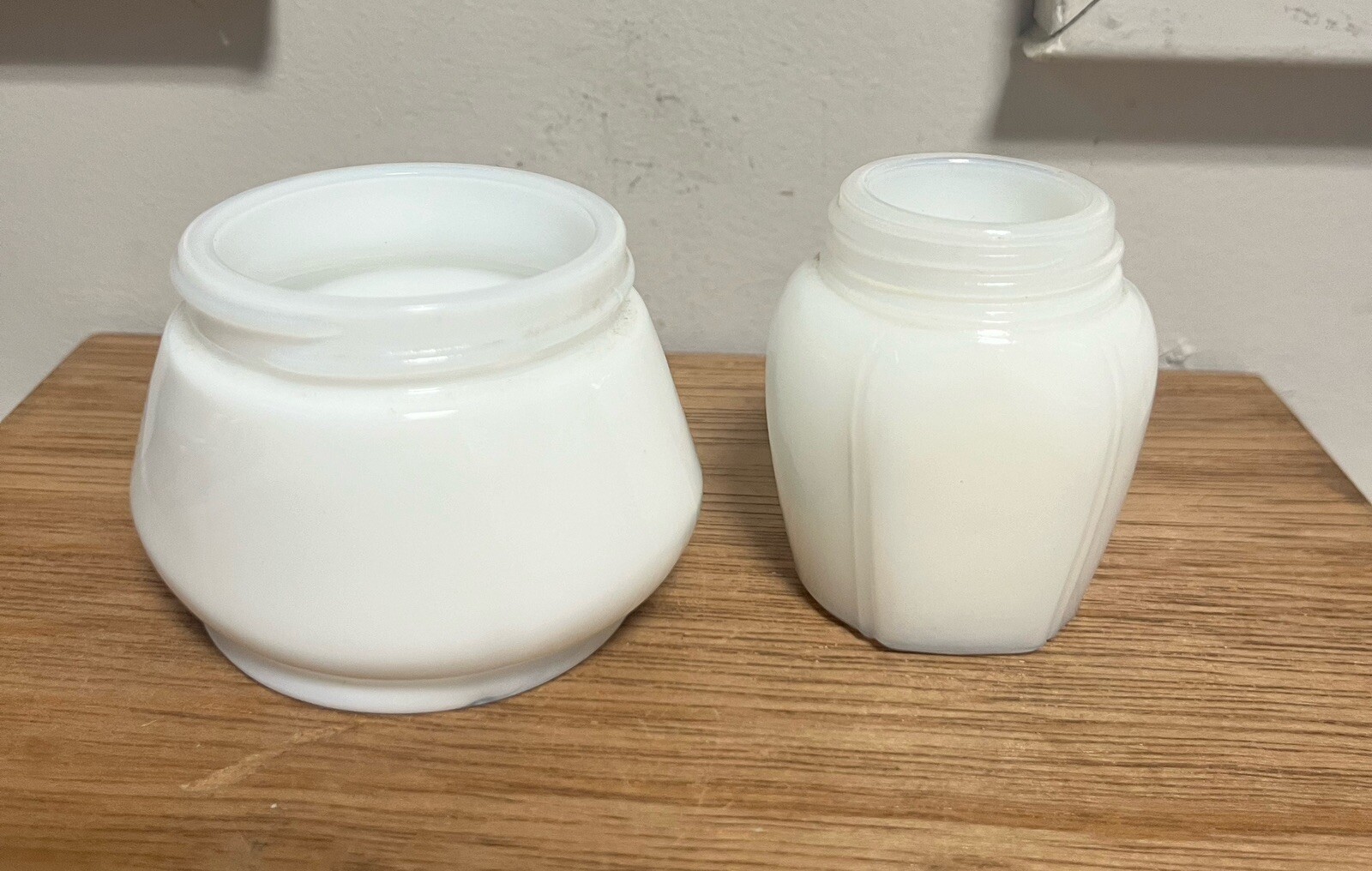 Vintage Lot Of 2 Mini Milk Glass Jars No Lids Woodbury | eBay