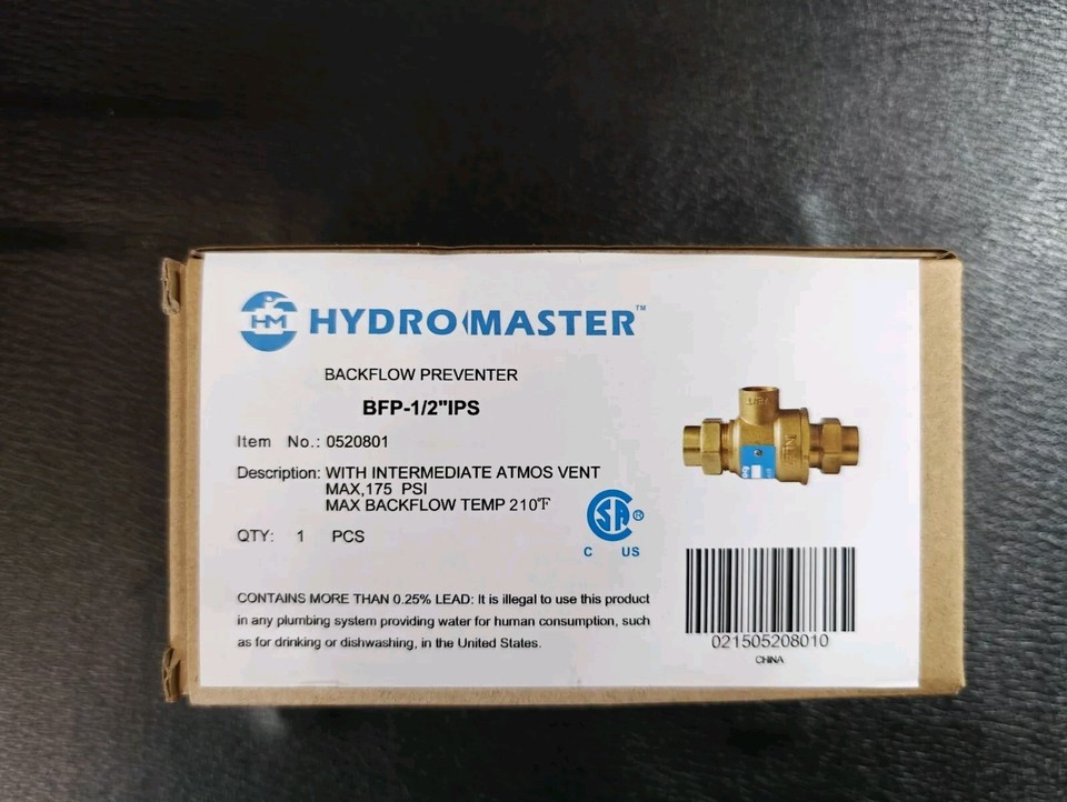 Hydro Master 1/2" IPS Backflow Preventer 0520801 | eBay