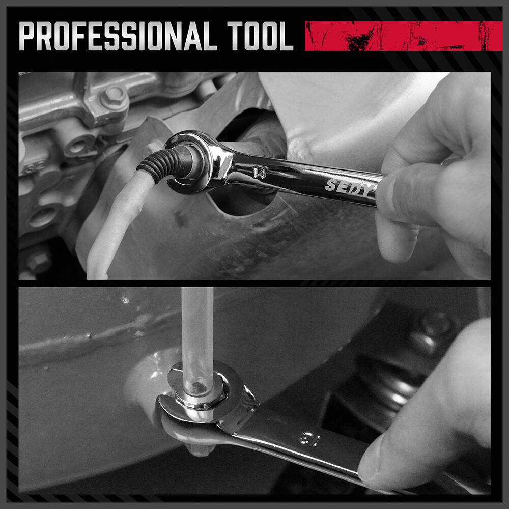 4PC Flare Nut Wrench Open-Ended Brake Pipe Spanner Set 9,10,11,12,13,14 ...