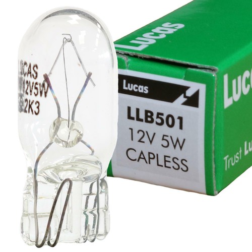 Lucas LLB501 501 12V 5W Capless Push In Bulb For Car Van Motorcycle ...