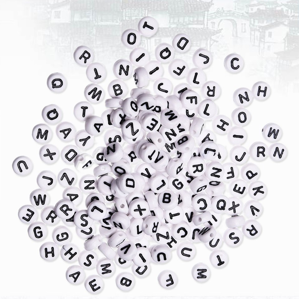 600Pcs Alphabet Beads Acrylic Letters Black and White for Jewelry ...