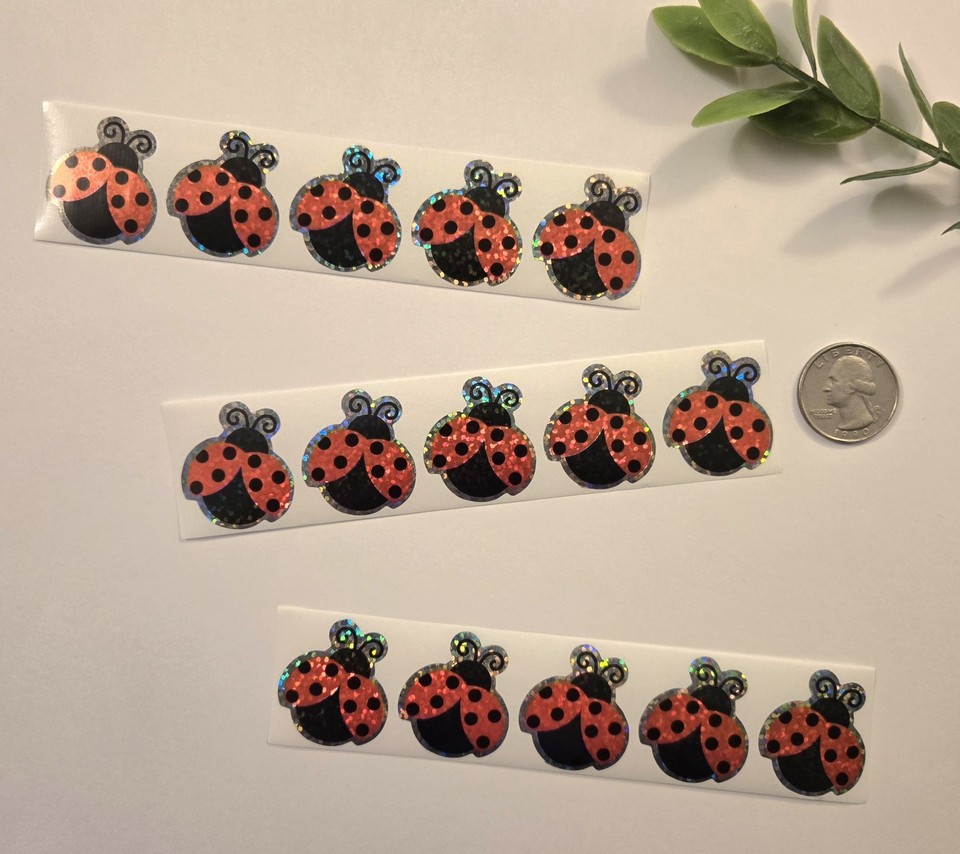 15 Lady Bug Stickers/Sparkly Lady Bug Stickers/Holographic Bug Stickers ...