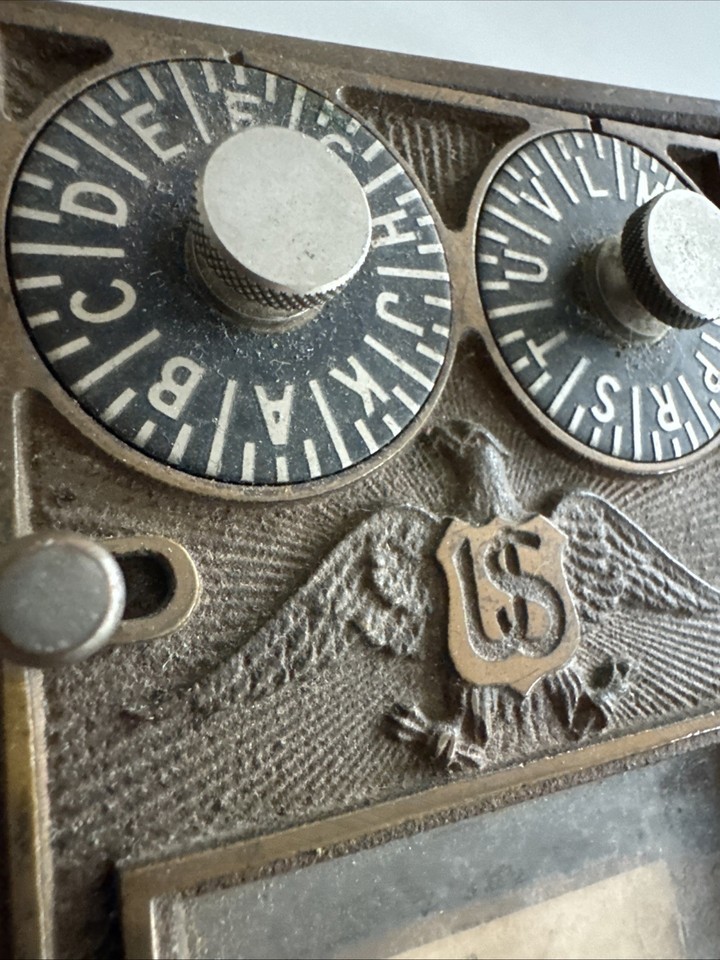 Vintage Antique Brass Post Office Mail Box Door Double Combination ...