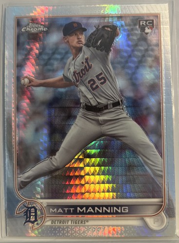 Matt Manning 2022 Topps Chrome Prizm Refractor Rookie Card #57 Detroit ...