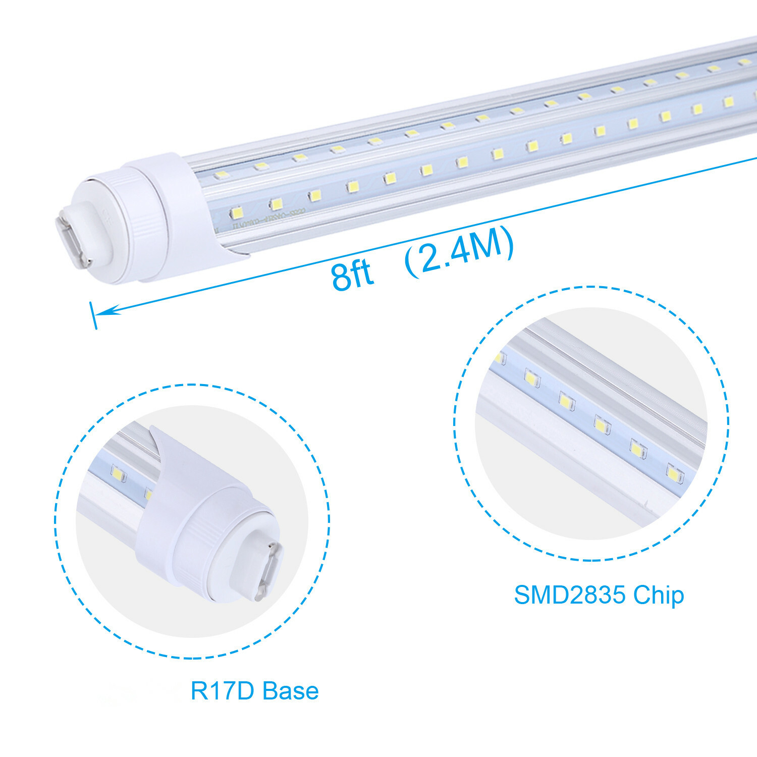 T8 8FT R17D HO 8' Led Tube Light Bulbs 65W V Shaped 8 Foot Led Shop ...