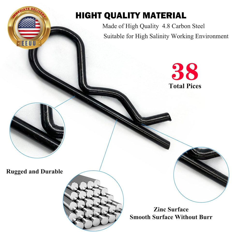 38 Pcs Hitch Pin Clip R Clips Retaining Pins Tractor Cotter Pin Hair ...