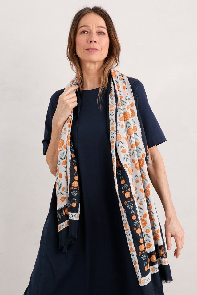 Seasalt Women's New Everyday Scarf Marigold Border Chalk | eBay UK