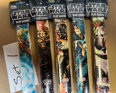 Star Wars set 5 Slap Band Bracelets Yoda Vader Palpatine Grievous ...