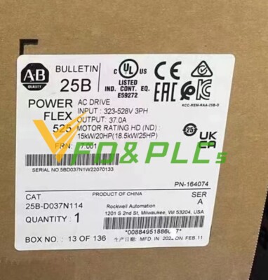 AB 25B-D037N114 PowerFlex 525 AC Drive AB 25B-D037N114 Factory Sealed ...