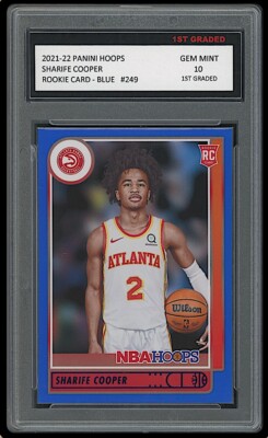 SHARIFE COOPER 2021-22 PANINI HOOPS #249 BLUE 1ST GRADED 10 ROOKIE CARD ...
