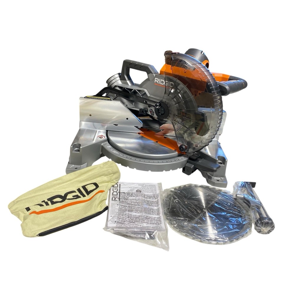 RIDGID 15 Amp 10 in. Corded Dual Bevel Miter Saw with LED Cut Line ...