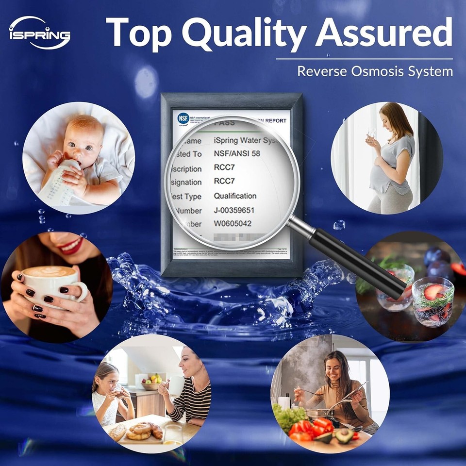iSpring RCC7 5-Stage 75GPD Reverse Osmosis Water Filter System RO ...
