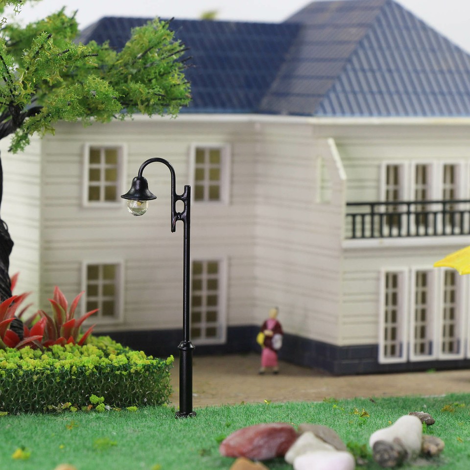 LYM29 10pcs Model Railway Lamp Post Street Lights OO HO Gauge 1:76 LEDs ...