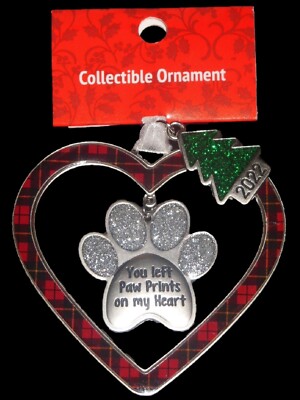 New Ganz Paw Print On My Heart Tartan Plaid Heart Engravable Christmas ...