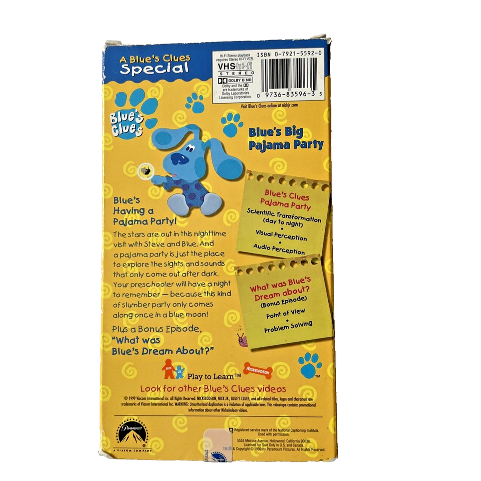 Blues Clues VHS Blues Big Pajama Party Blues Safari Nick Jr. VTG Y2K ...
